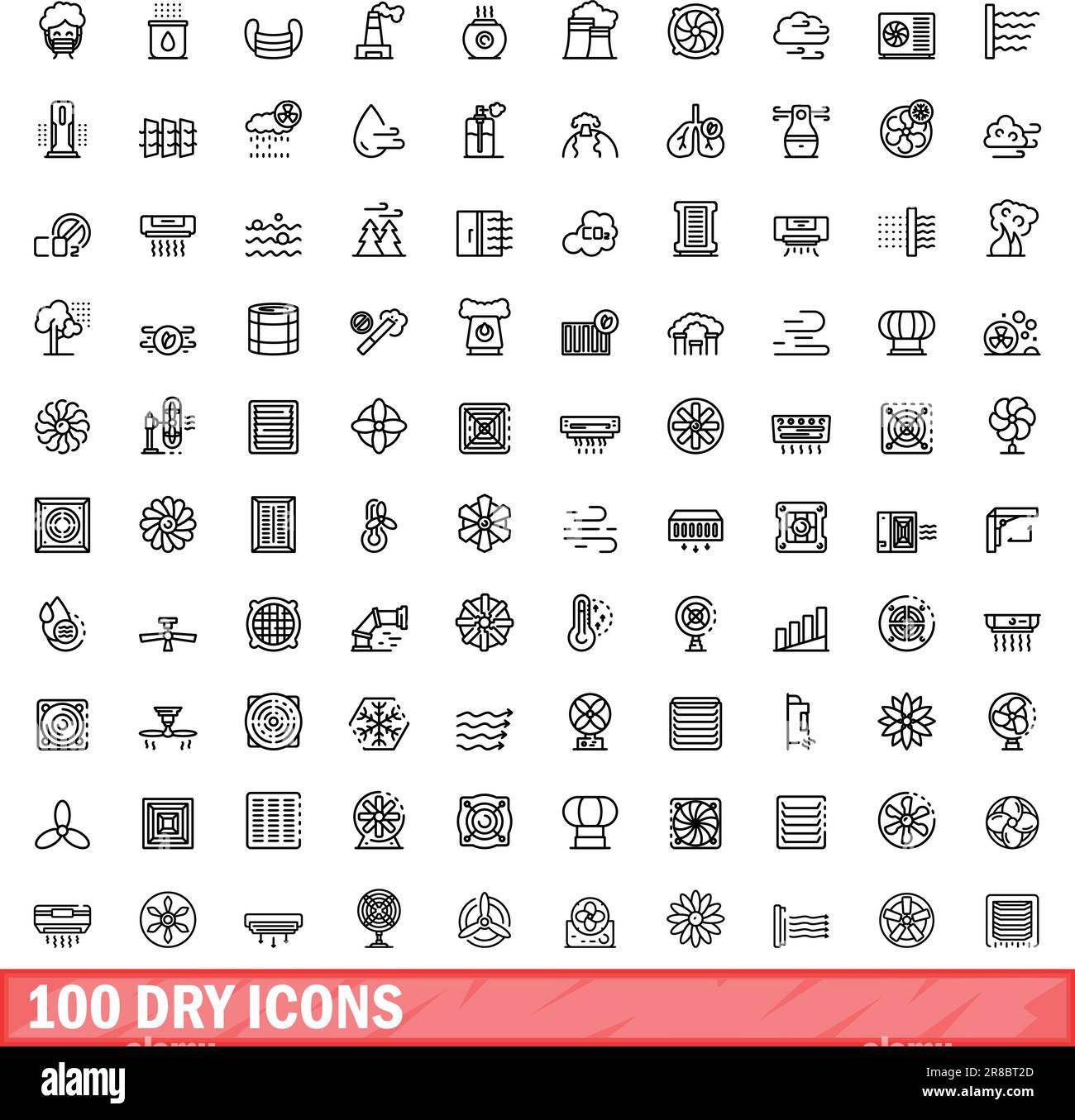100 dry icons set. Outline illustration of 100 dry icons vector set ...