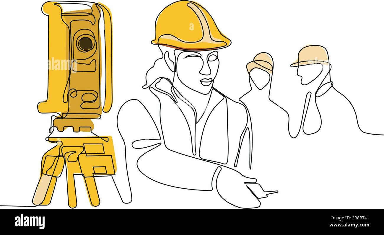 Close up of Caucasian worker with helmet on head using tablet for work ...