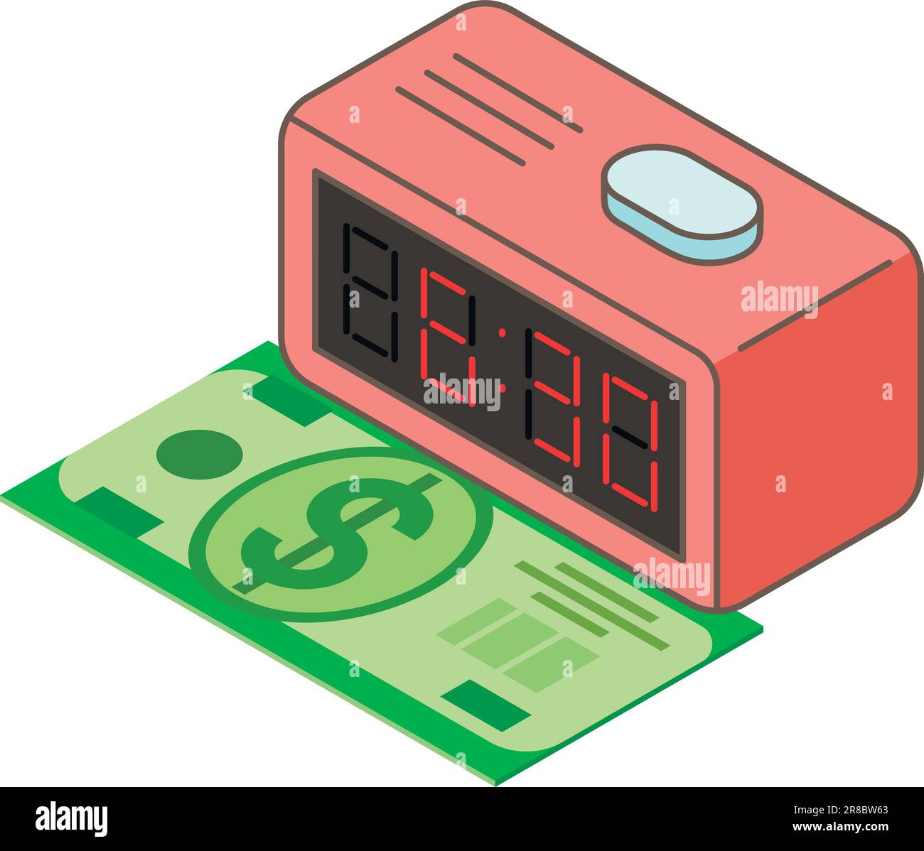 Money time icon isometric vector. Modern electronic clock and dollar ...