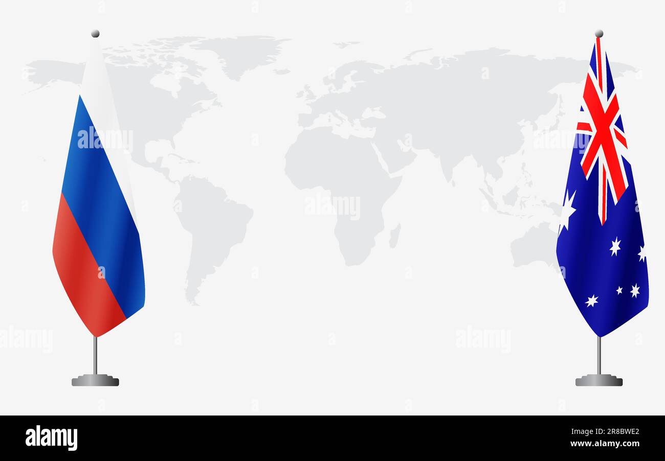 Russia and Australia flags for official meeting against background of ...