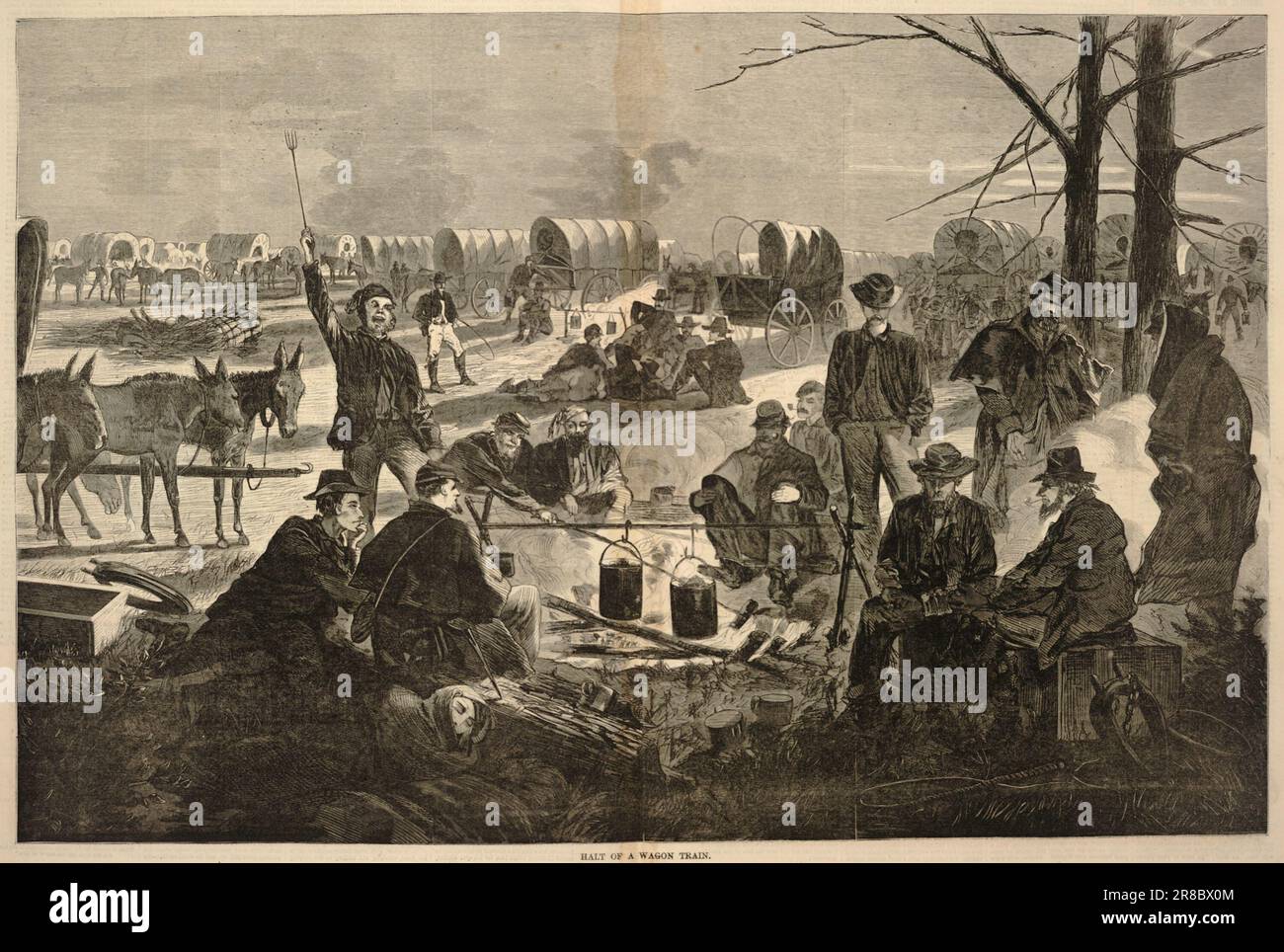 Halt of a Wagon Train, from Harper's Weekly, February 6, 1864 1864 by ...