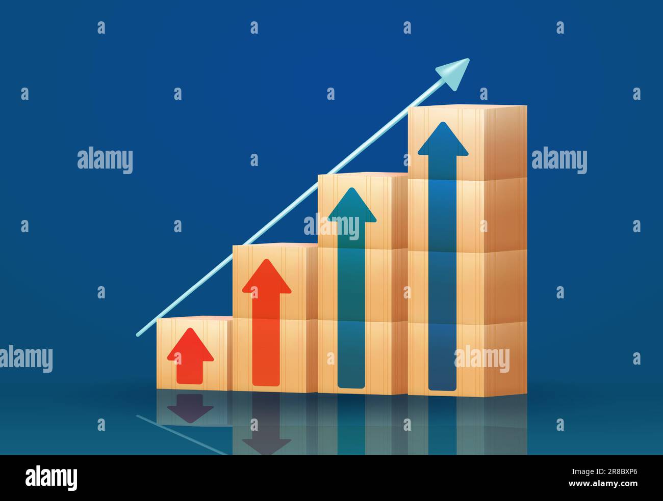 Wooden blocks are arranged like a ladder with an upward arrow. Ladder ...