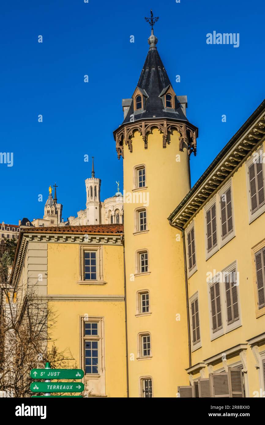 Old Building Tower Basilica of Notre Dame Outside From Downtown City ...