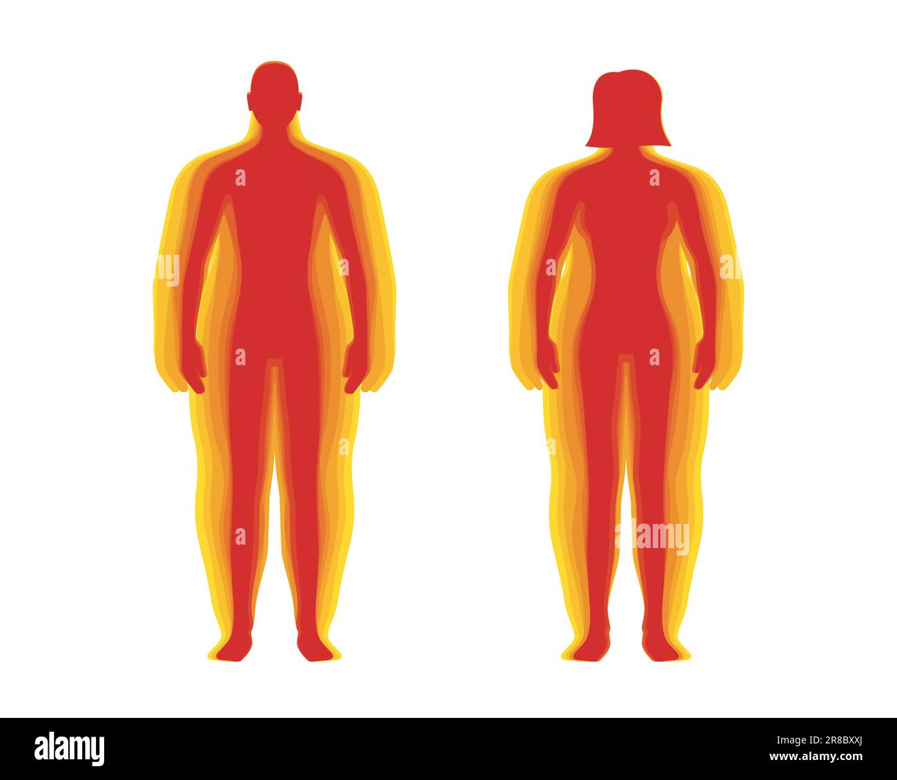BMI classification measurement infographic set concept. Man and woman ...