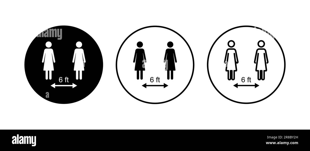 Social distancing icon set. social distance icon. self quarantine sign ...