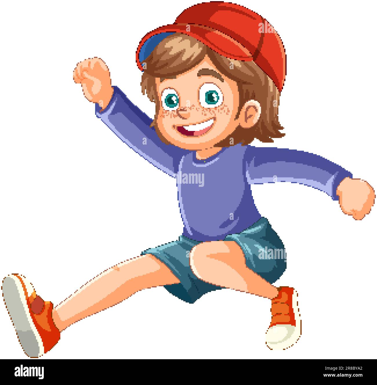 Cheerful Adventure Girl Jumping Cartoon Character illustration Stock ...