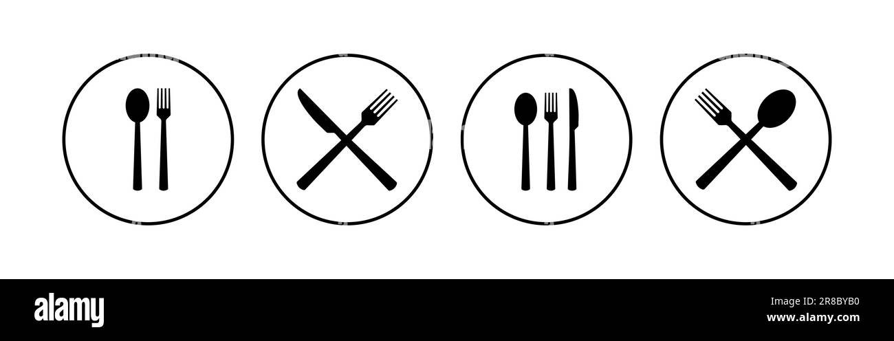 spoon and fork icon set. spoon, fork and knife icon vector. restaurant ...