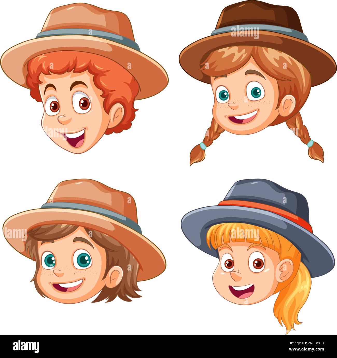 Set of cartoon wearing hat illustration Stock Vector Image & Art - Alamy