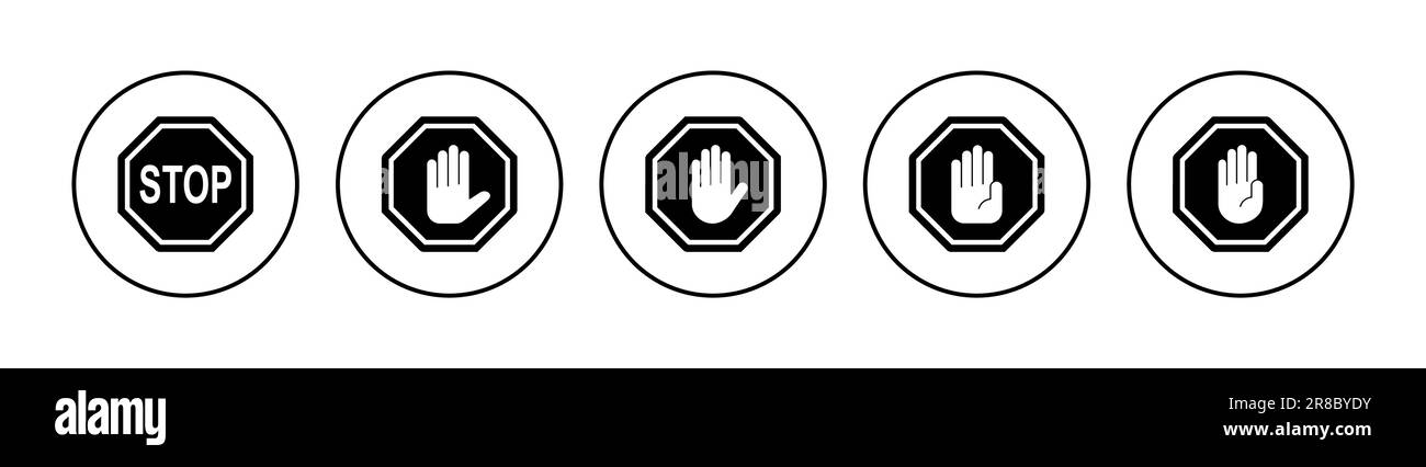 Stop icon set. stop road sign. hand stop icon vector Stock Vector Image ...