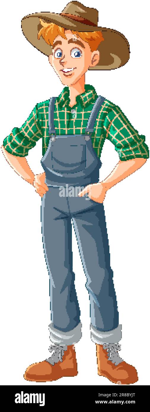 Young male farmer cartoon character illustration Stock Vector Image ...