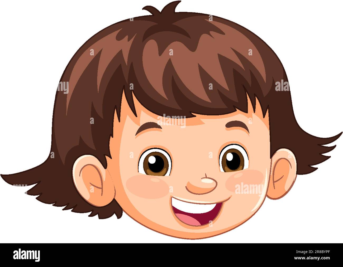 Cute Girl Head with Short Hair Cartoon illustration Stock Vector Image ...