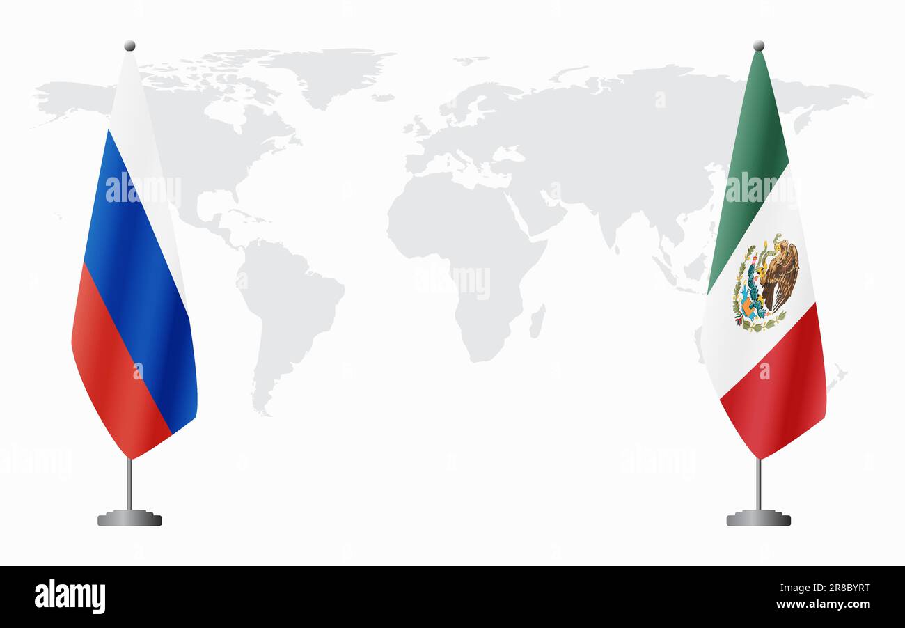 Russia and Mexico flags for official meeting against background of ...