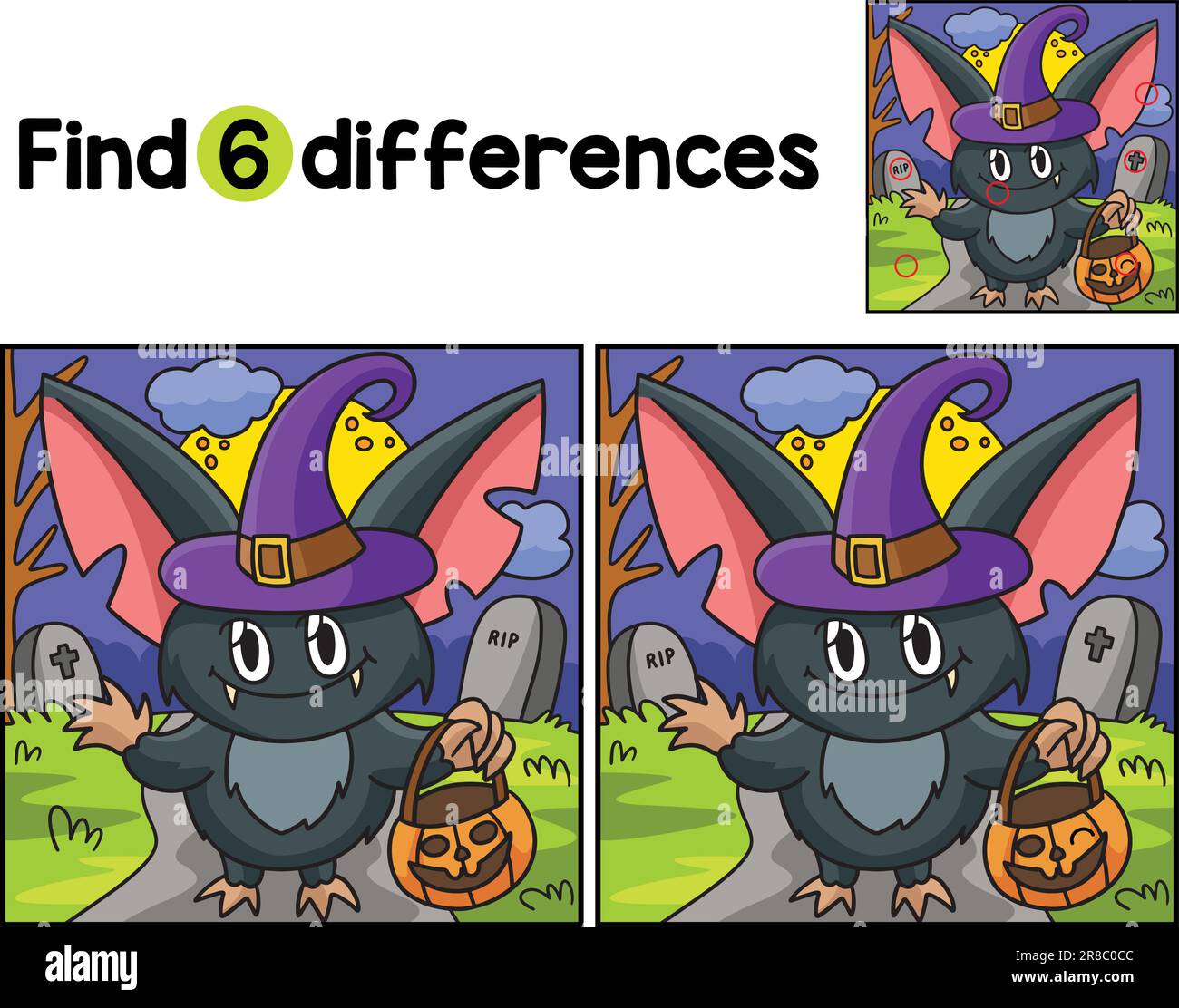 Vampire Owl Halloween Find The Differences Stock Vector Image & Art - Alamy