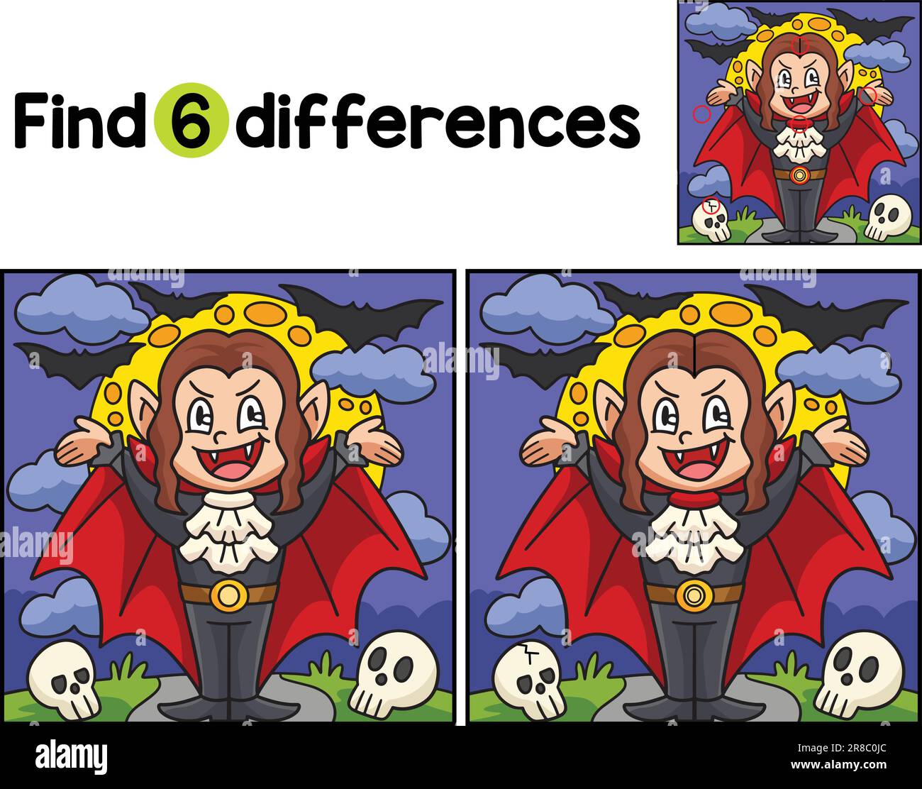 Vampire Girl Halloween Find The Differences Stock Vector Image & Art ...