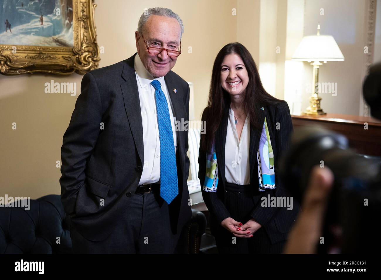 Senate Majority Leader Chuck Schumer (D-N.Y.) is seen with Adriana ...