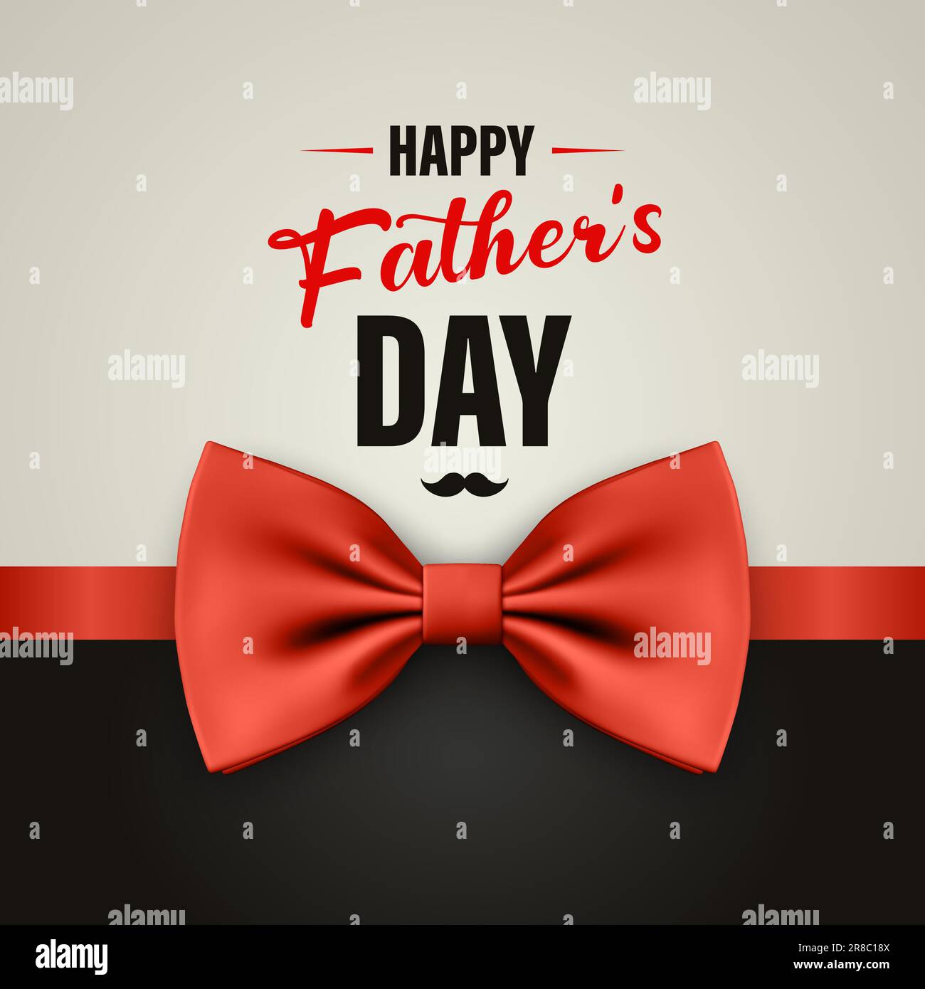 Vector Fathers Day Banner with Realistic Red Bow Tie Closeup and ...