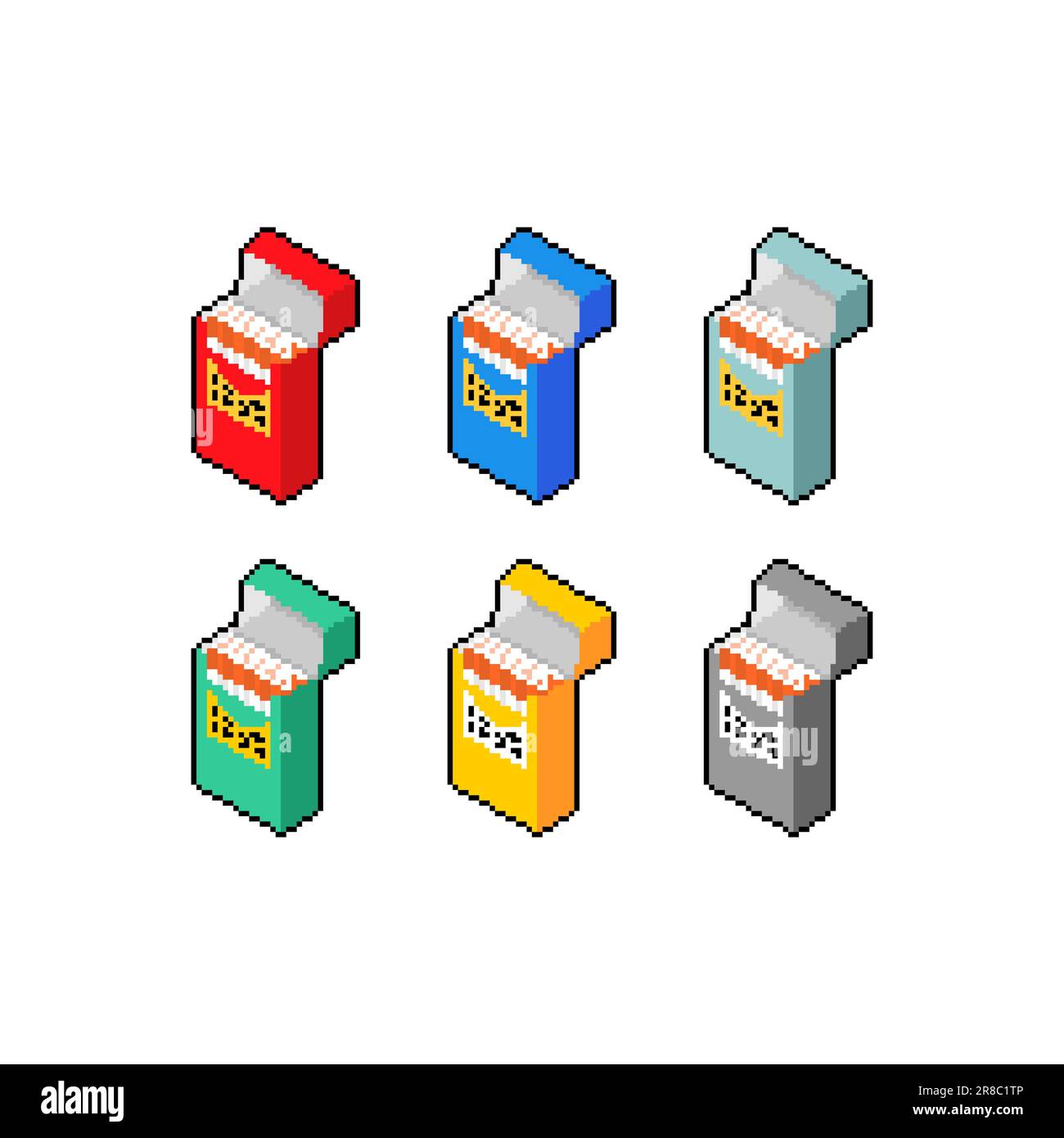 Pack of cigarettes pixel art set. 8 bit pixelated Vector illustration ...
