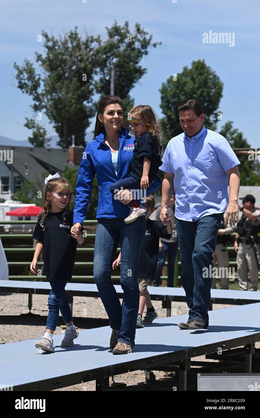 Republican presidential candidate and Florida Gov. Ron DeSantis and his family, wife Casey ...