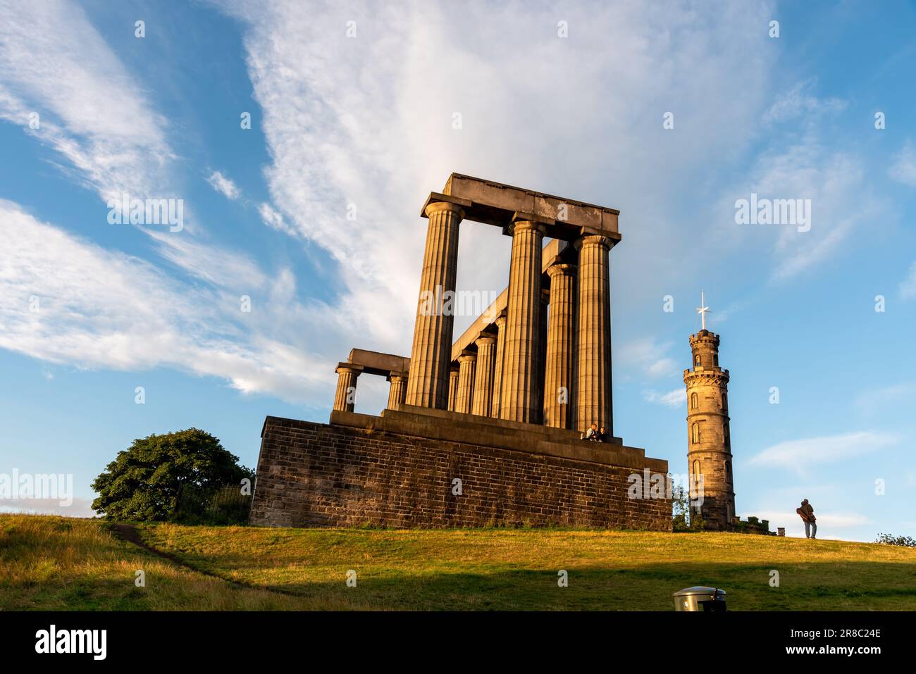 Roman ruins on top of Calton hill in Edinburgh, Scotland Stock Photo ...