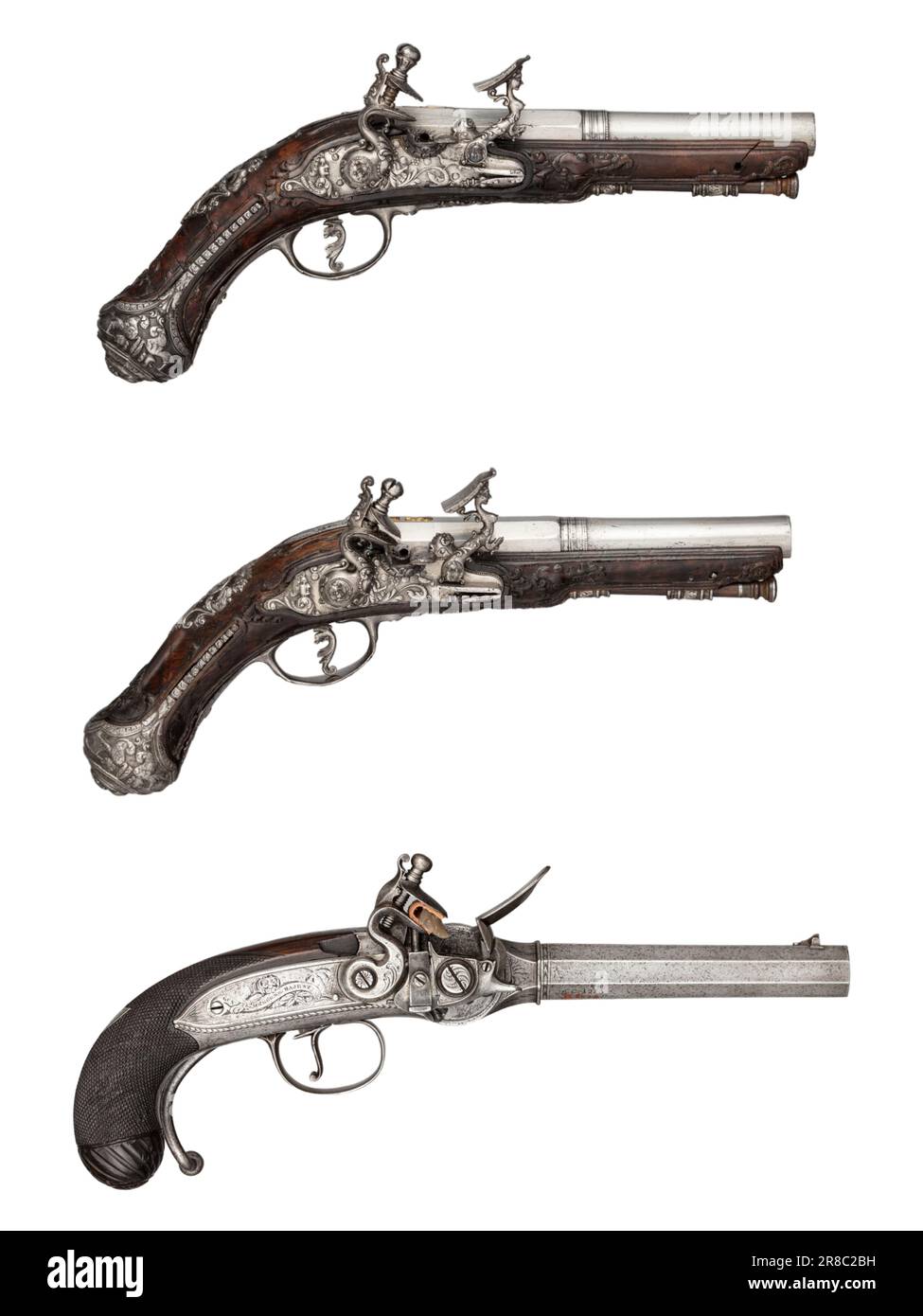 antique vintage handguns isolated background Stock Photo - Alamy