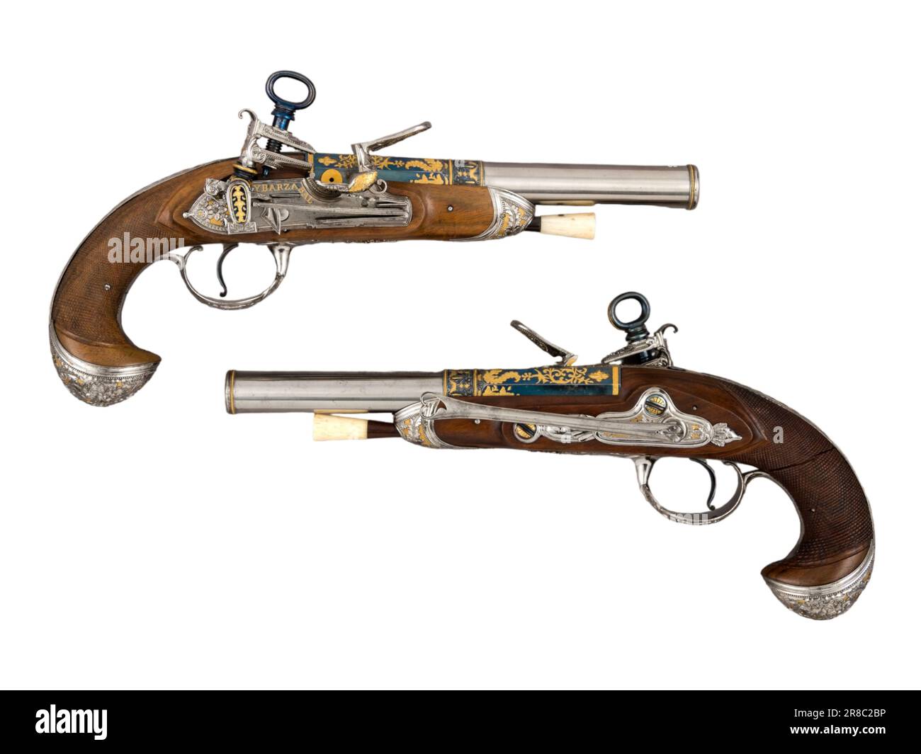 antique vintage handguns isolated background Stock Photo - Alamy