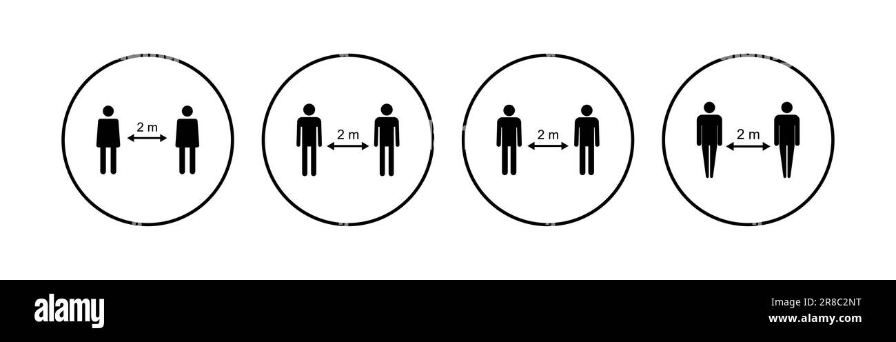 Social distance icon set. social distancing icon. self quarantine sign ...