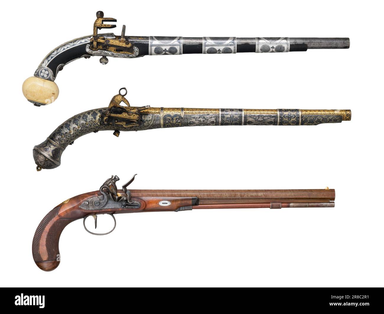 antique vintage handguns isolated background Stock Photo - Alamy