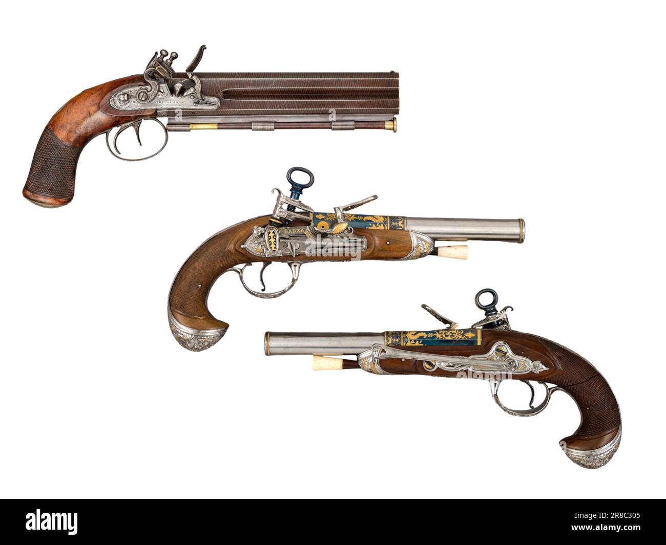 antique vintage handguns isolated background Stock Photo - Alamy