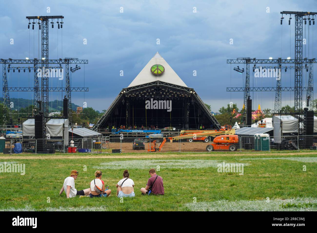 The Pyramid Stage before the opening of the 2023 Glastonbury festival ...