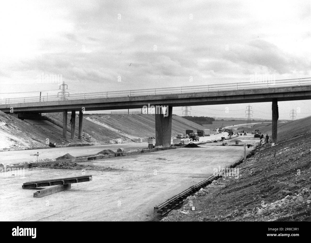 Motorway construction in the 1970-80s. Showing newly constructed roads ...
