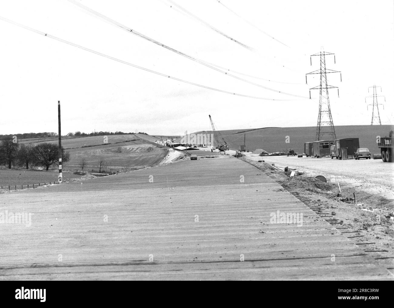 Motorway construction in the 1970-80s. Showing newly constructed roads ...