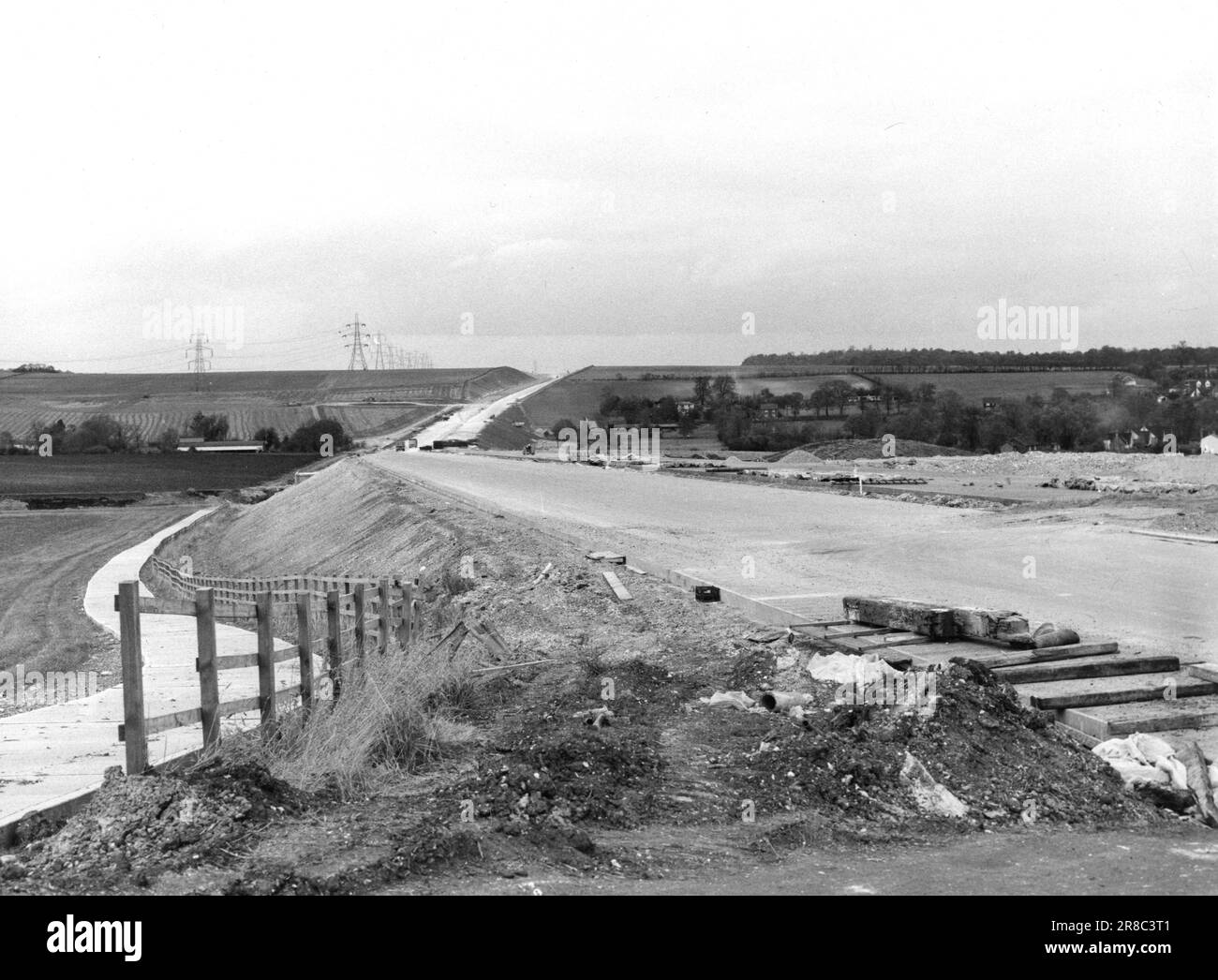 Motorway construction in the 1970-80s. Showing newly constructed roads ...