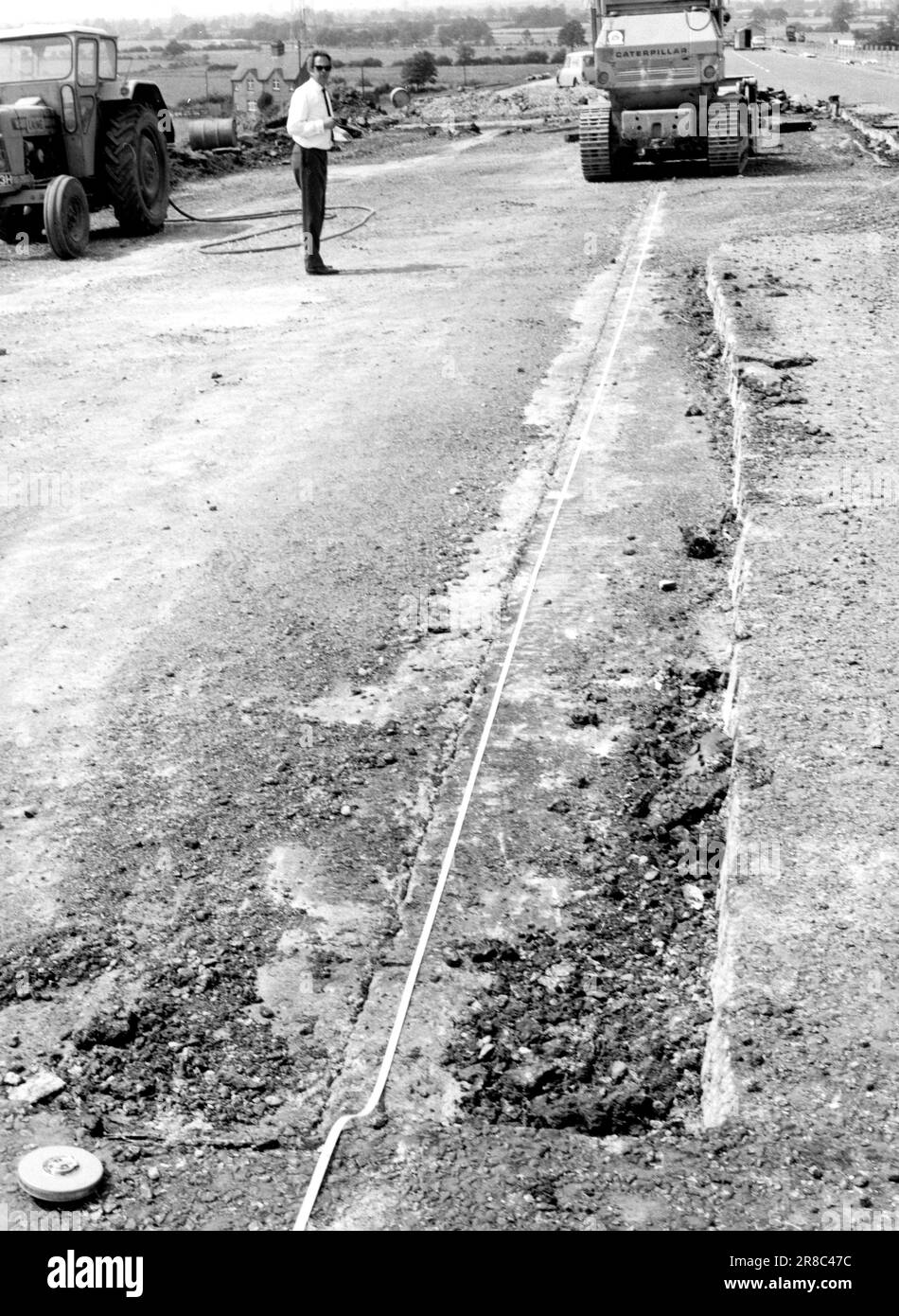 Motorway construction in the 1970-80s. Showing newly constructed roads ...