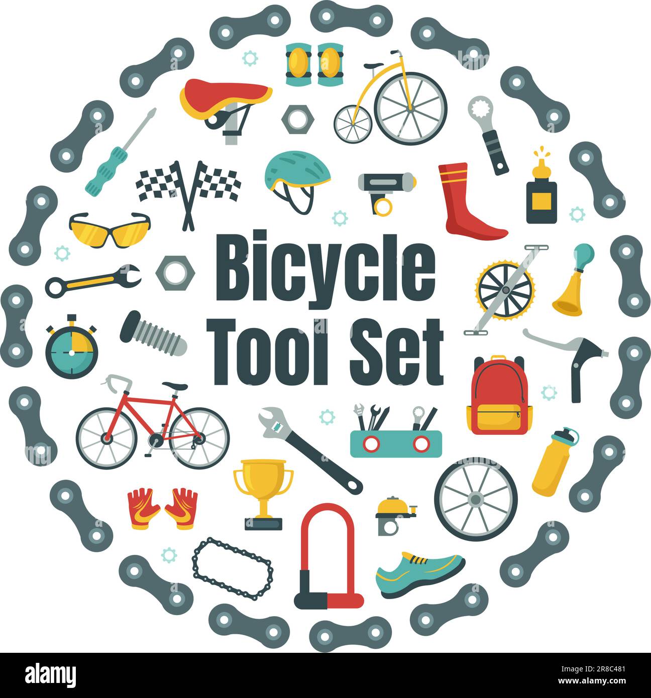 Cycling and Bicycle Tool Set Vector Illustration of a Mechanic ...