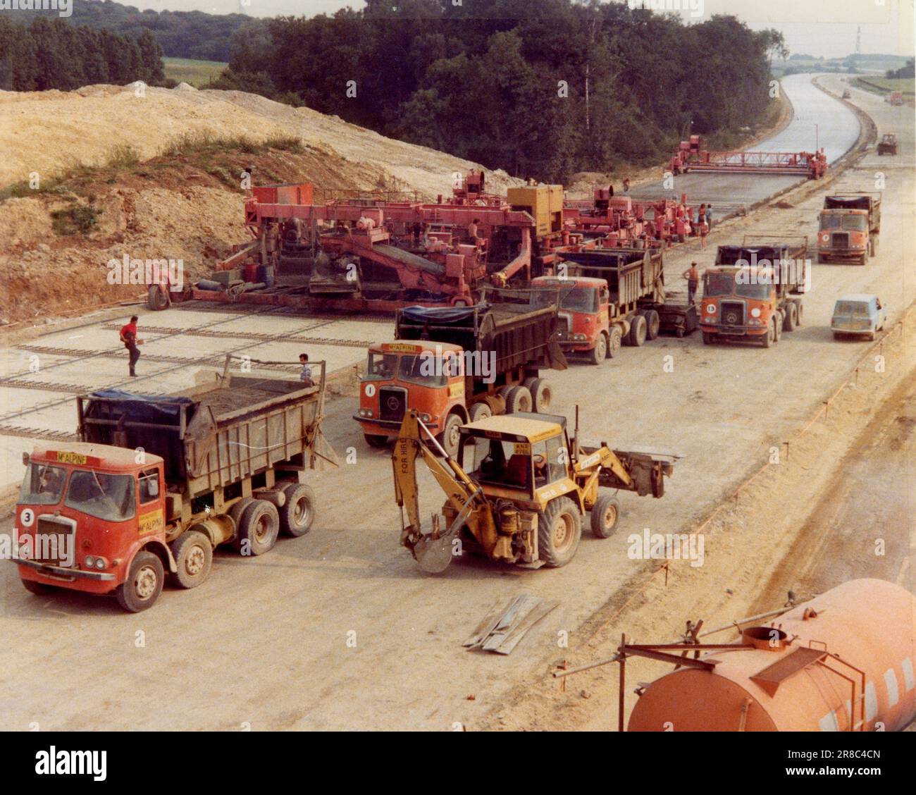 Motorway construction in the 1970-80s. Showing newly constructed roads ...
