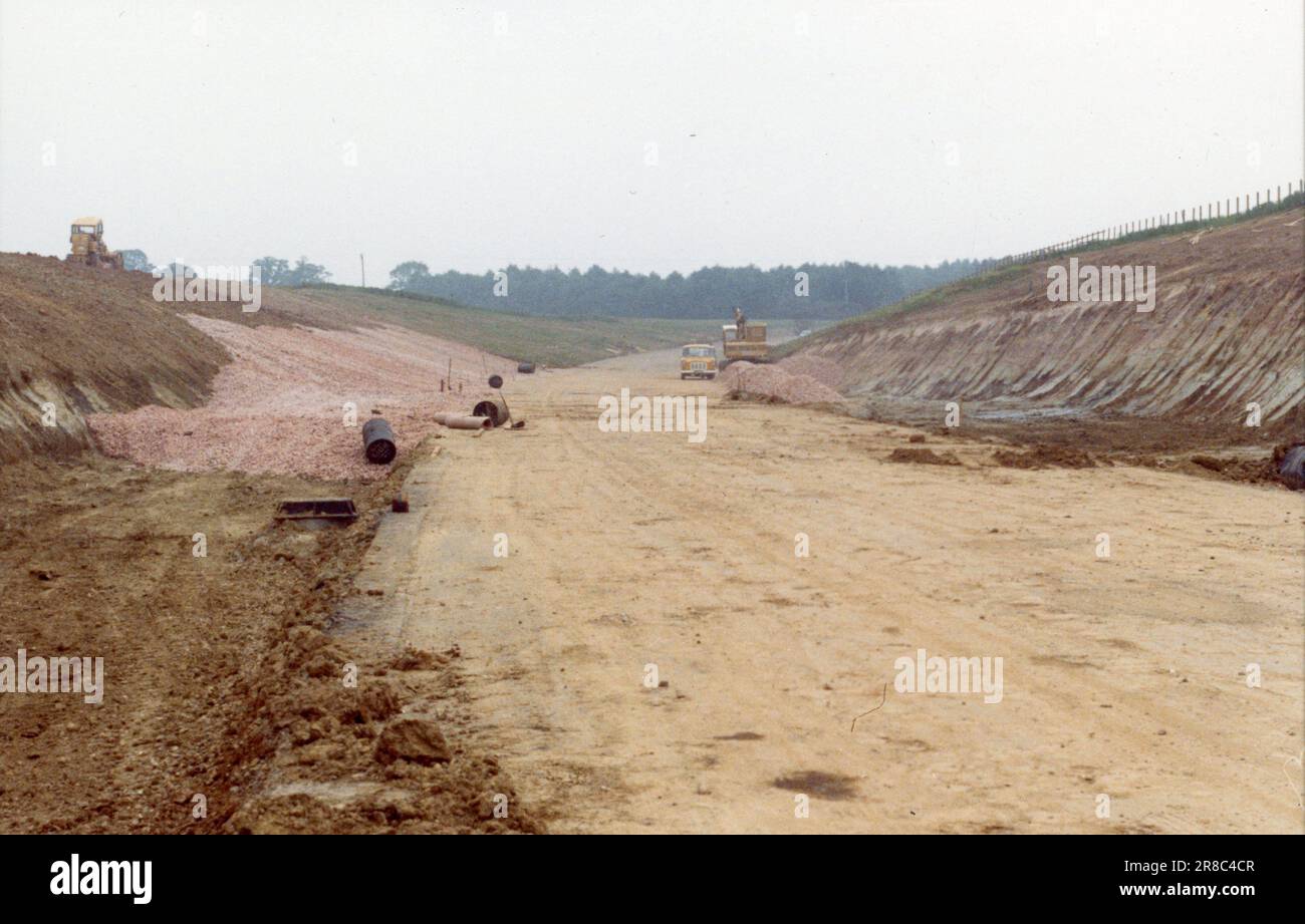 Motorway construction in the 1970-80s. Showing newly constructed roads ...