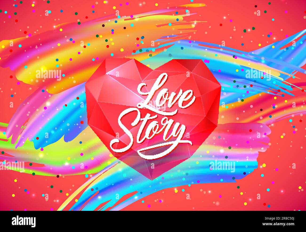 Love Story Lettering on Ruby Heart Stock Vector Image & Art - Alamy