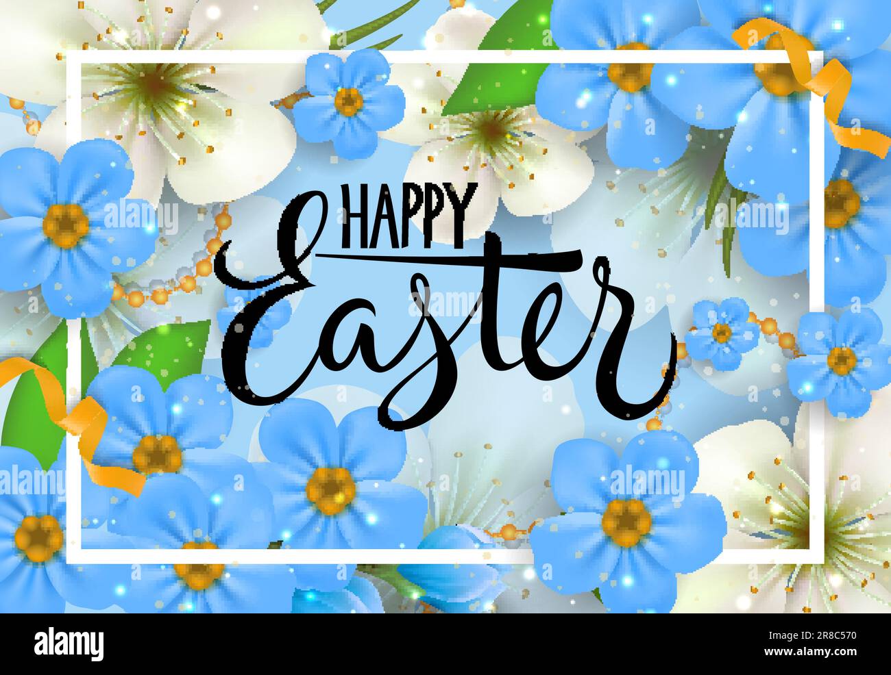 Blue forget flowers frame Stock Vector Images - Alamy