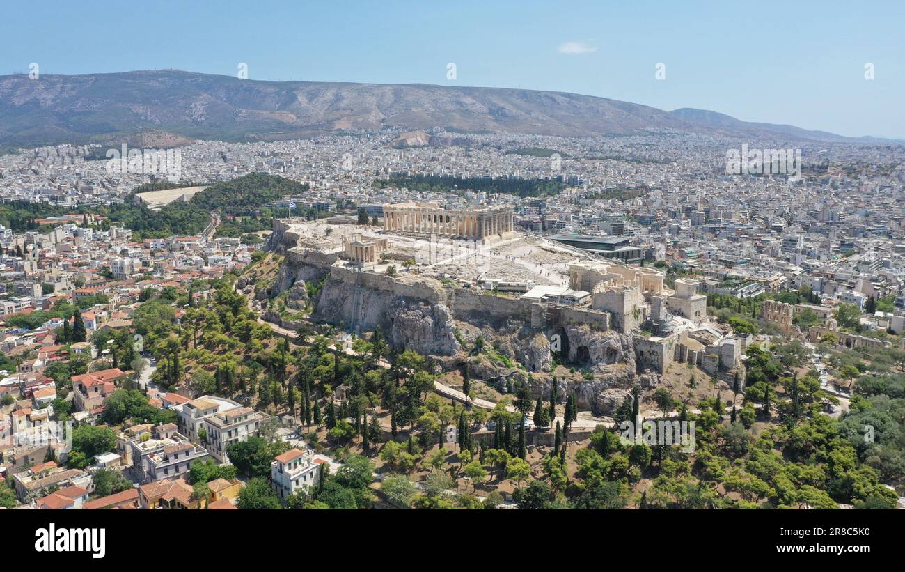 Beautiful aerial views of the Parthenon in Athens Greece Stock Photo ...
