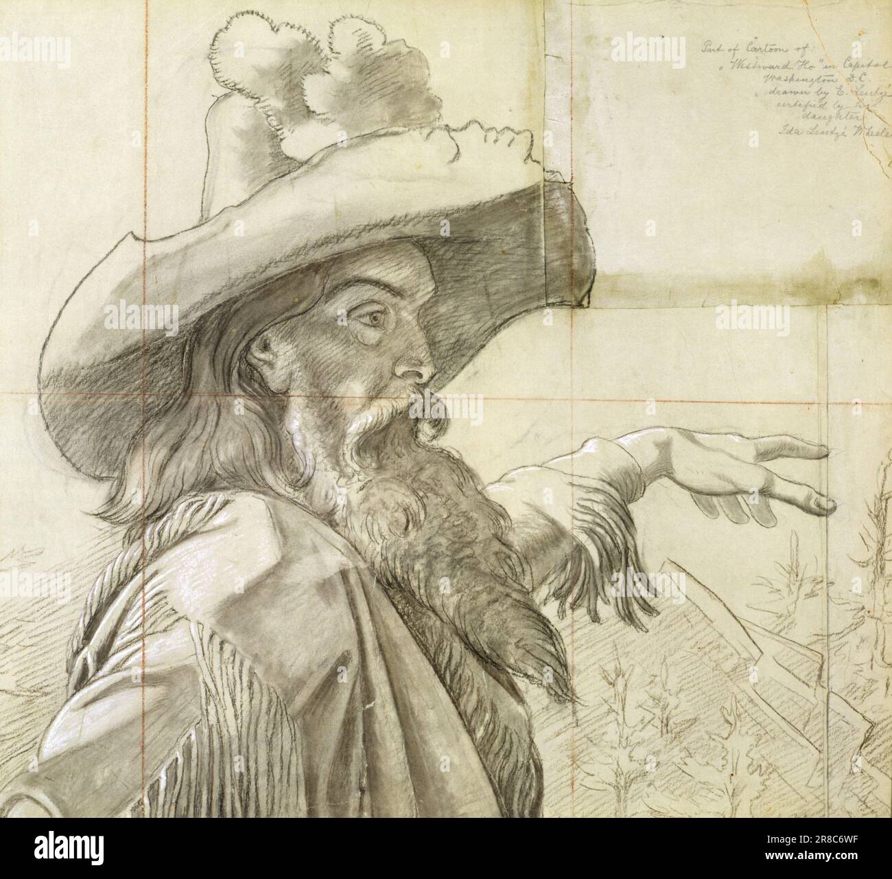 Detail of cartoon for mural Westward the Course of Empire... [] by ...