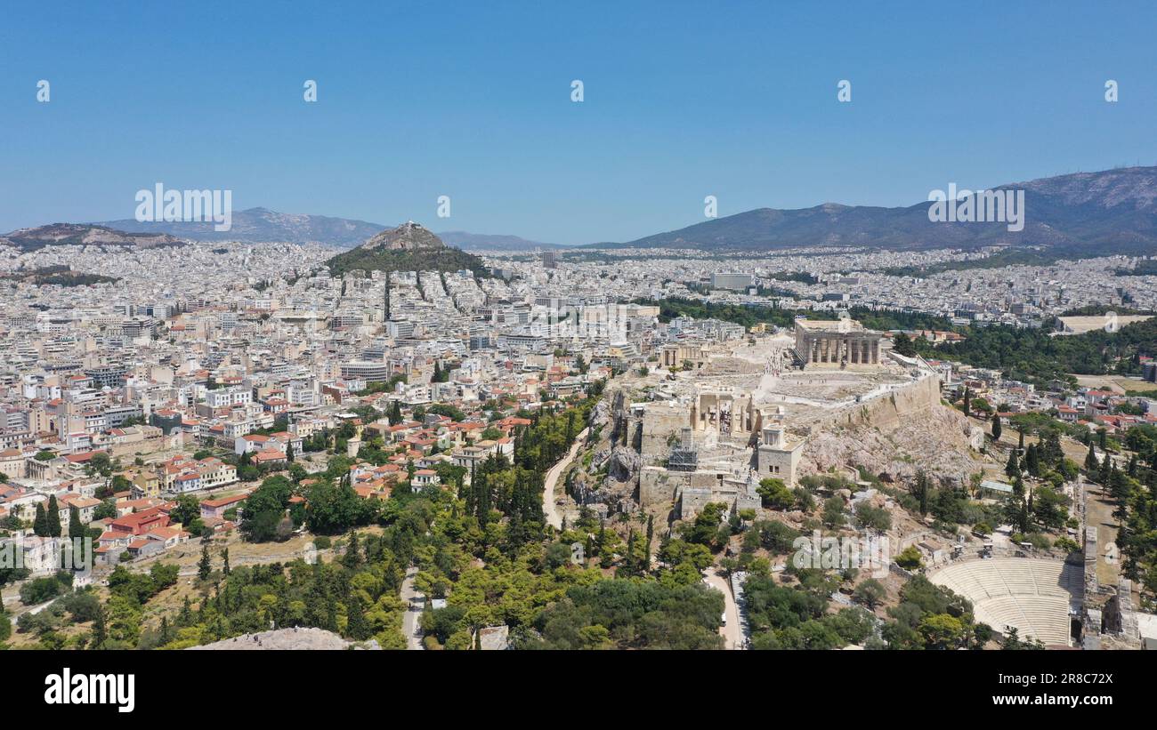 Beautiful aerial views of the Parthenon in Athens Greece Stock Photo ...