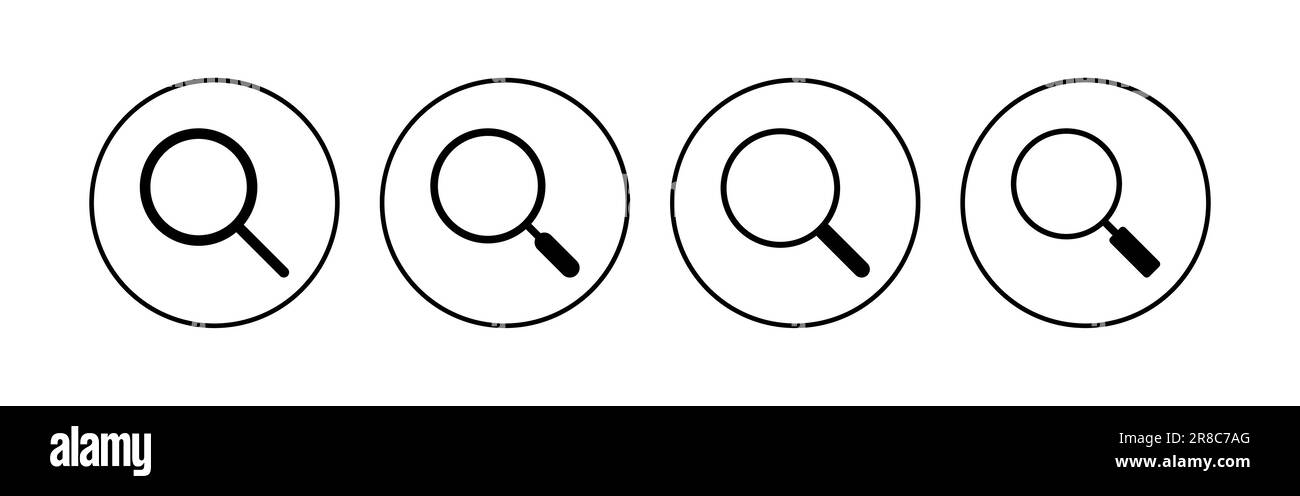 White magnifying glass icon isolated Black and White Stock Photos ...