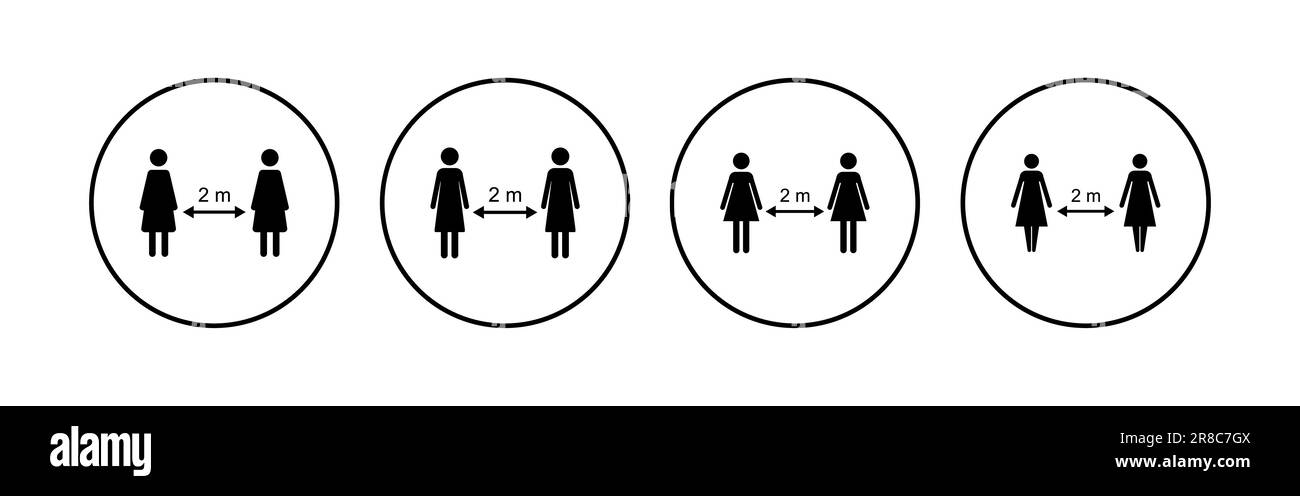Social distancing icon set. social distance icon. self quarantine sign ...