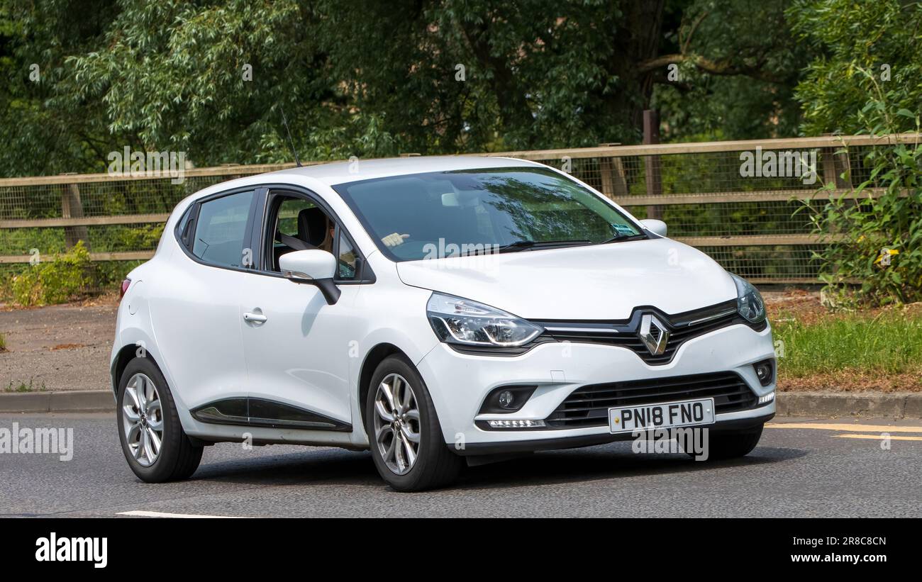 Milton Keynes,UK - June 18th 2023: 2018 white RENAULT CLIO car ...