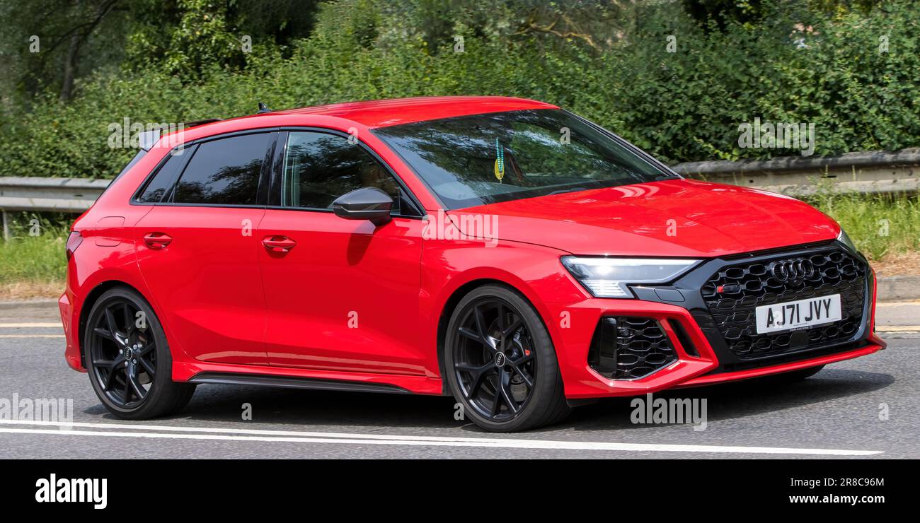 Milton Keynes,UK - June 18th 2023: 2022 red AUDI RS 3 CARBON BLACK TFSI ...