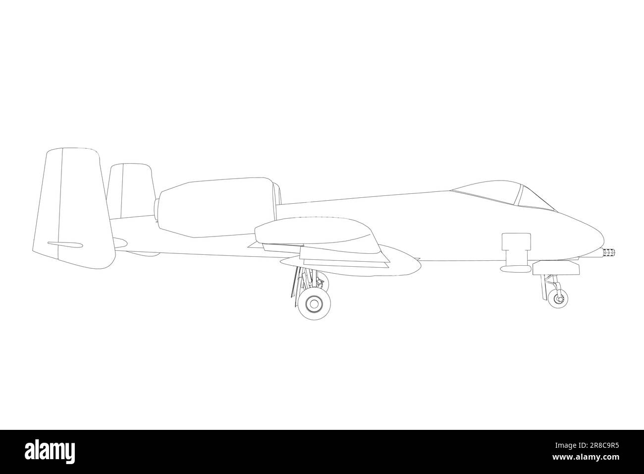 Outline Combat aircraft in isolate on a white background. Modern combat ...