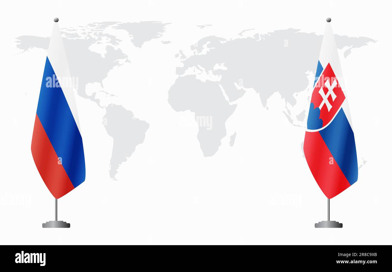 Russia and Slovakia flags for official meeting against background of ...