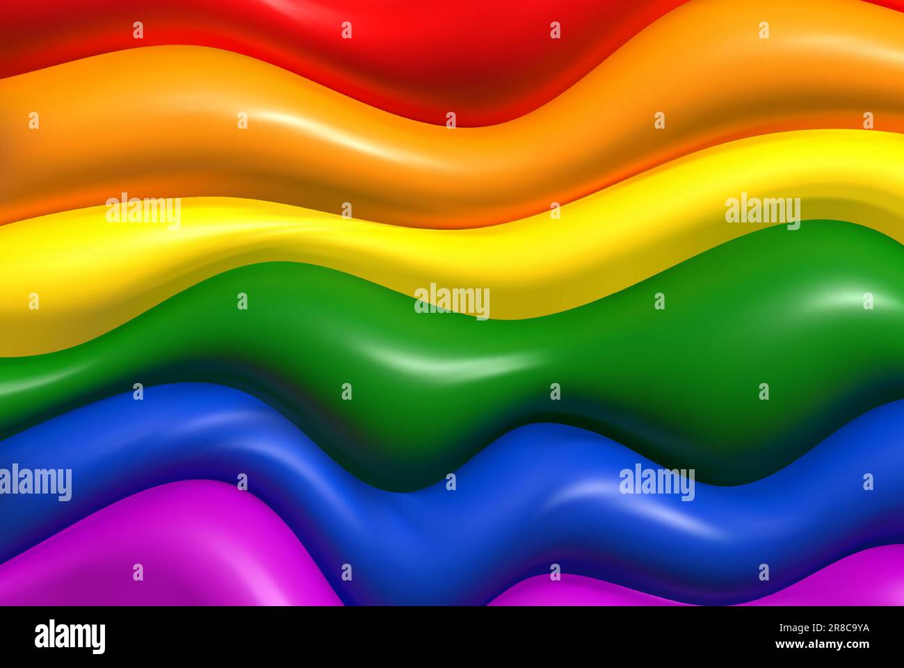 Bright abstract multicolored 3D wavy background. Horizontal multi ...