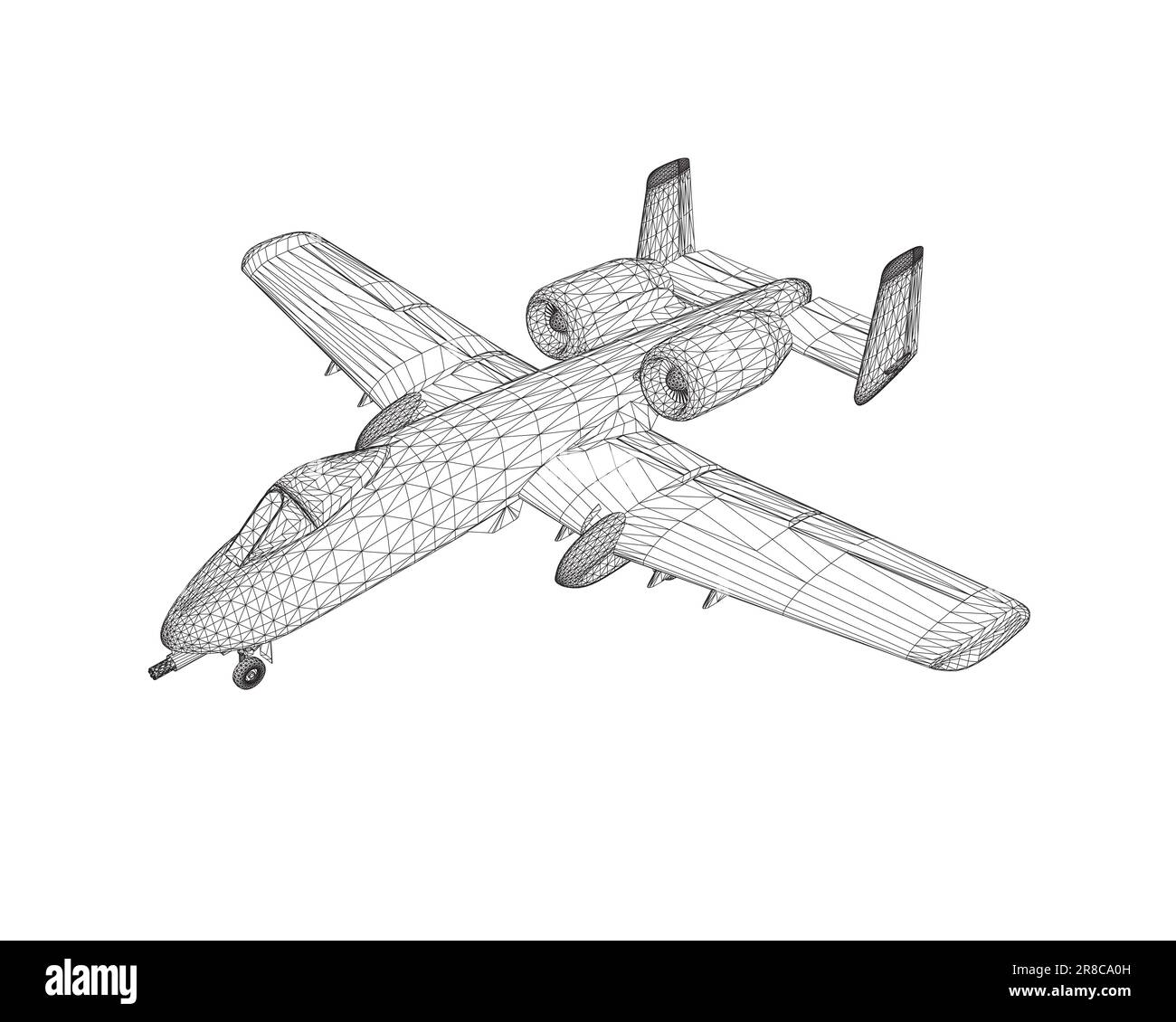 Wireframe Combat aircraft in isolate on a white background. Modern ...