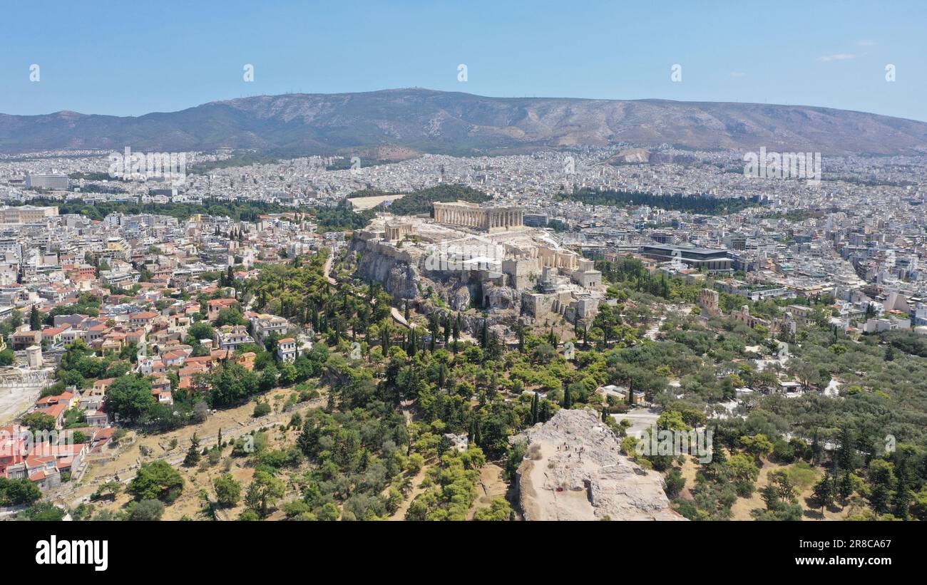 Beautiful aerial views of the Parthenon in Athens Greece Stock Photo ...